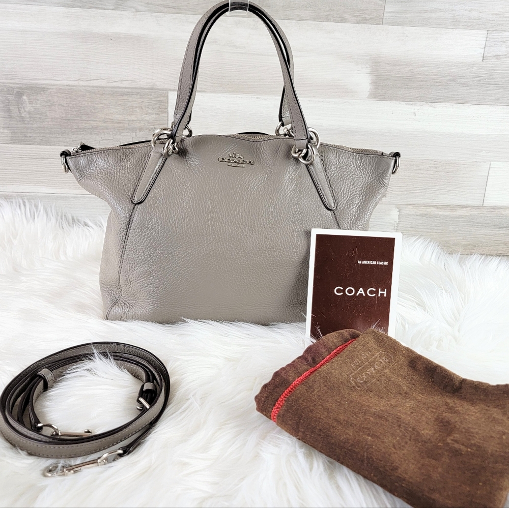 Coach F26917 Small Kelsey Satchel Gray Pebbled Leather - Gem